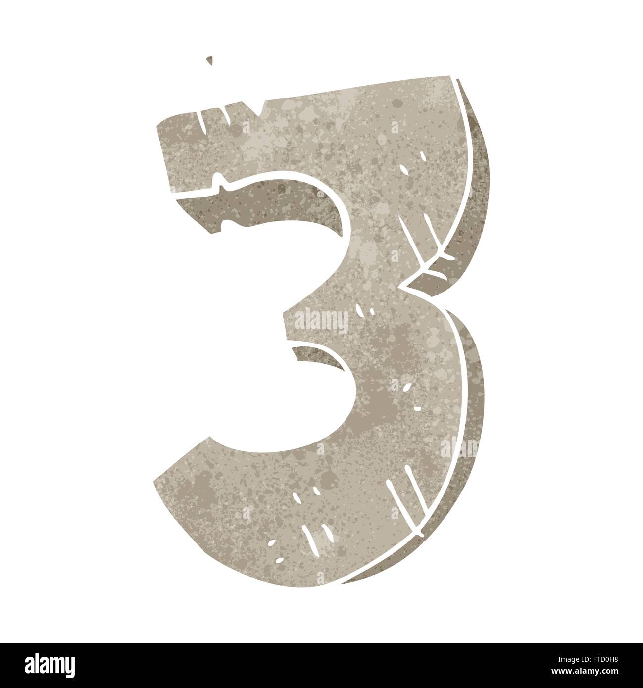 freehand retro cartoon stone number three Stock Vector Image & Art - Alamy