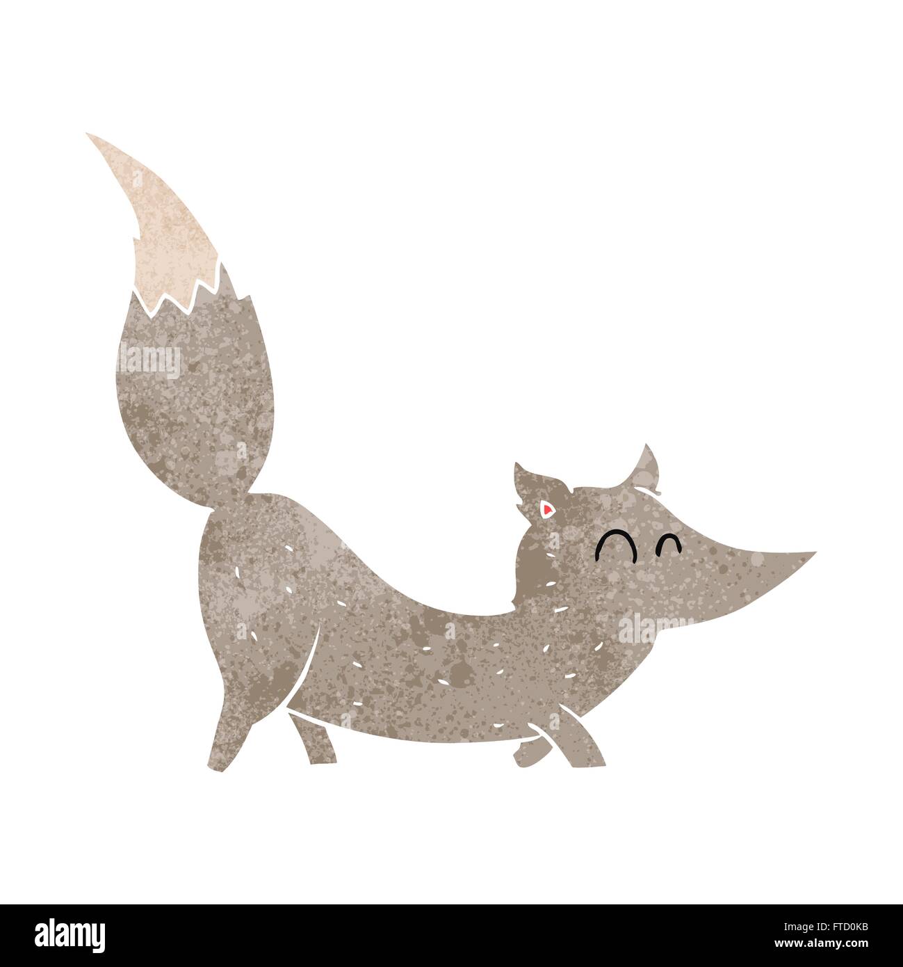 freehand retro cartoon little wolf Stock Vector Image & Art - Alamy