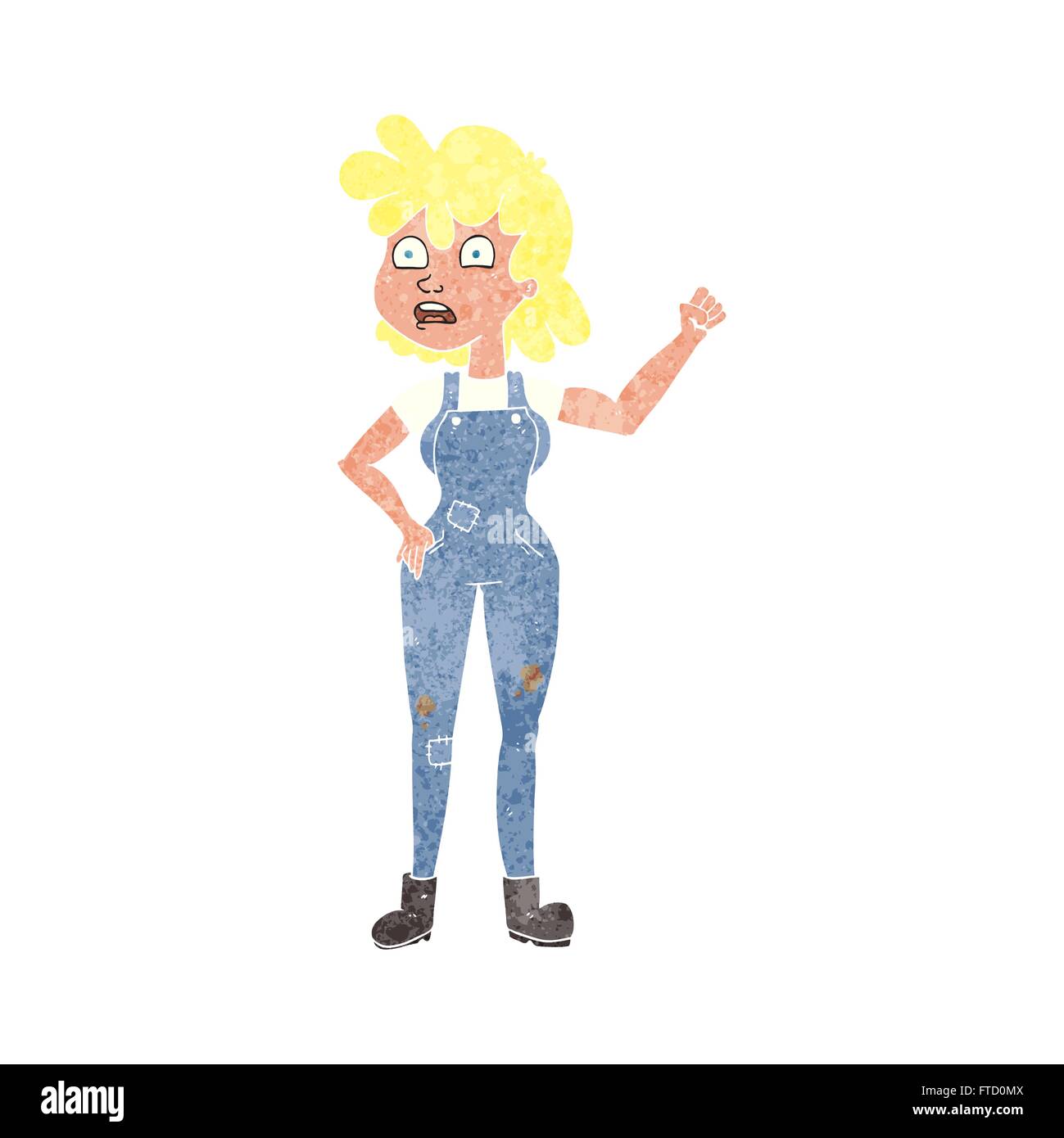 freehand retro cartoon woman shaking fist Stock Vector Image & Art - Alamy