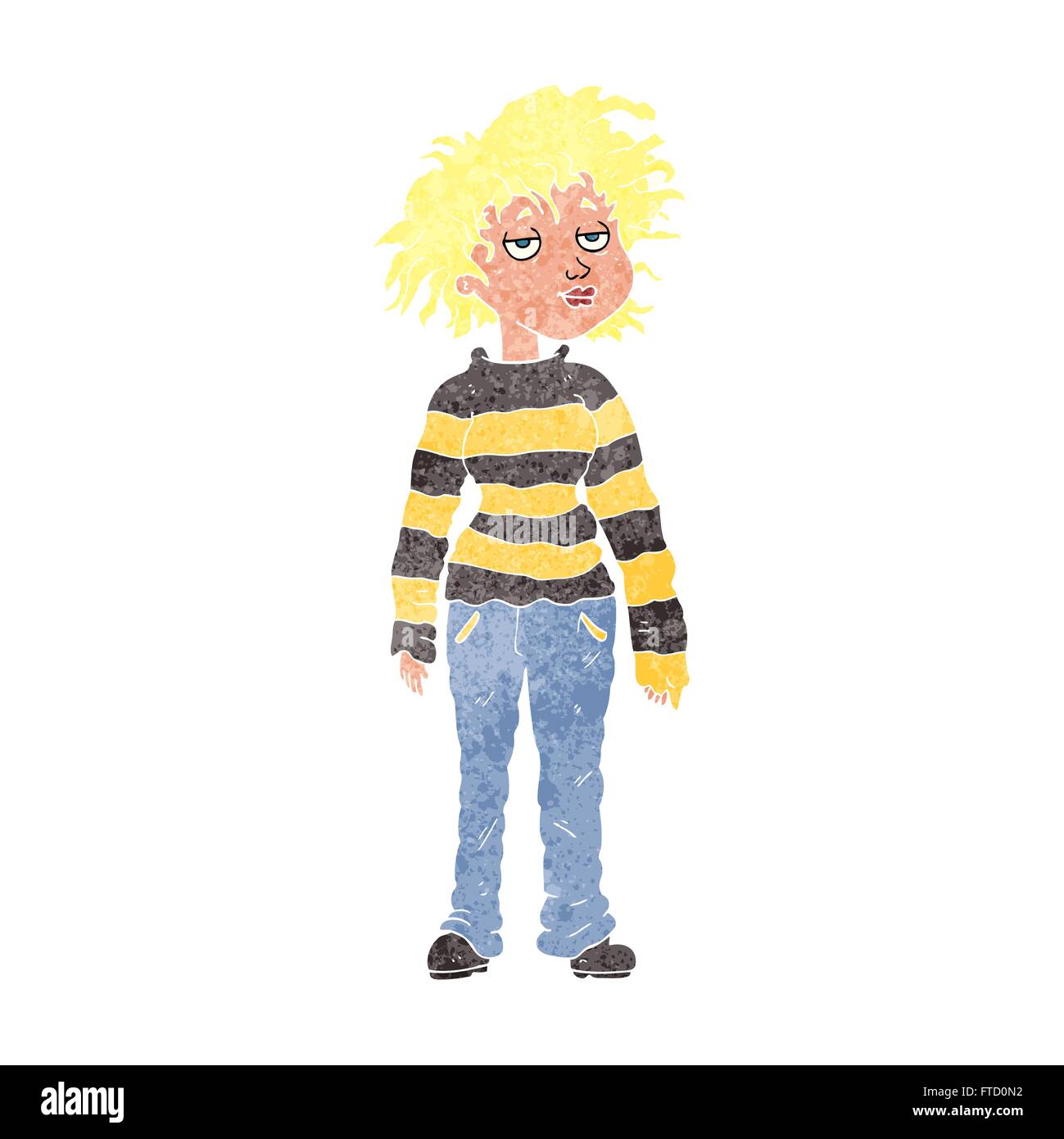 freehand retro cartoon chilled out girl Stock Vector Image & Art - Alamy