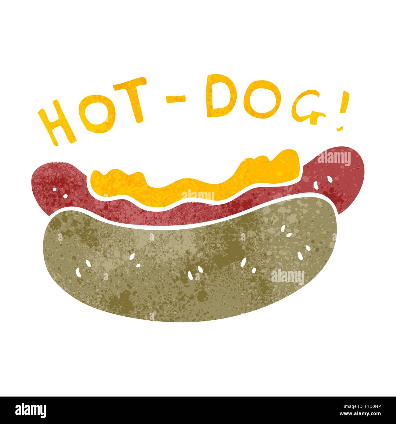 freehand retro cartoon hotdog Stock Vector Image & Art - Alamy