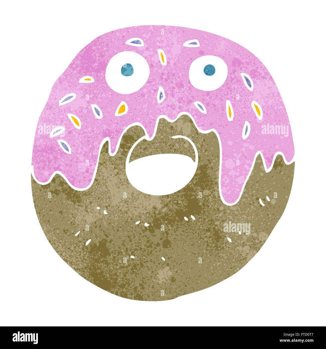 freehand retro cartoon doughnut Stock Vector Image & Art - Alamy