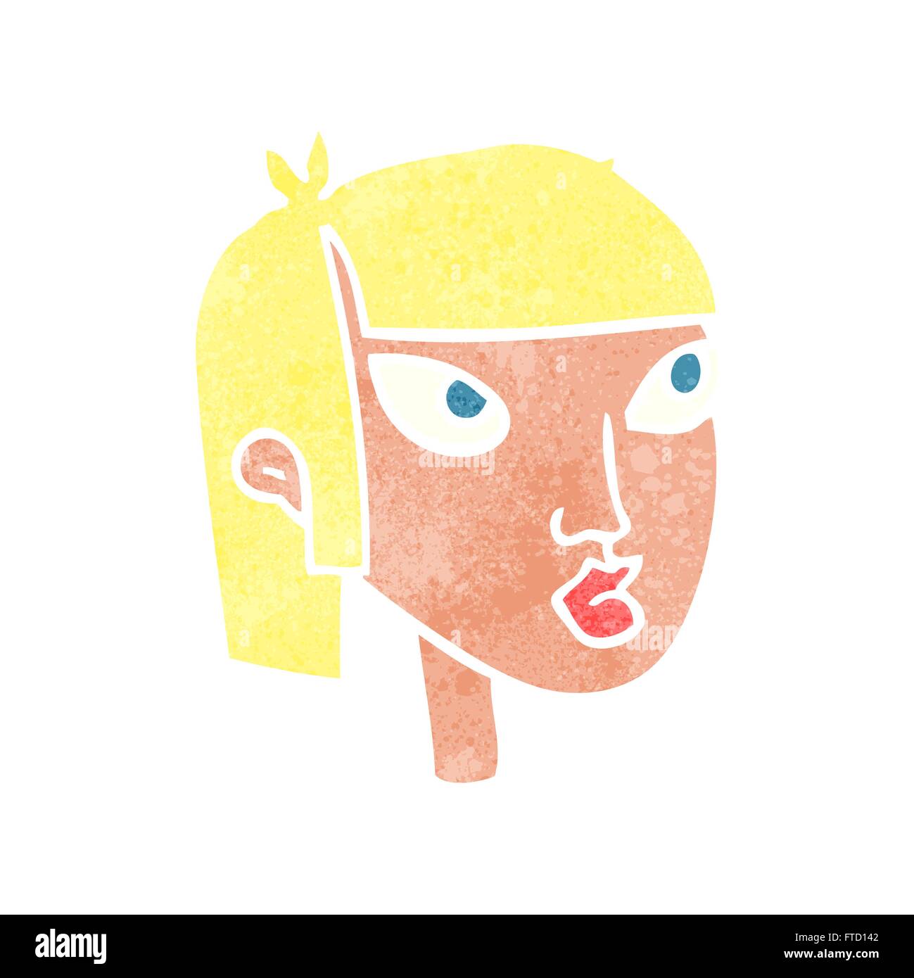 freehand retro cartoon female face Stock Vector Image & Art - Alamy