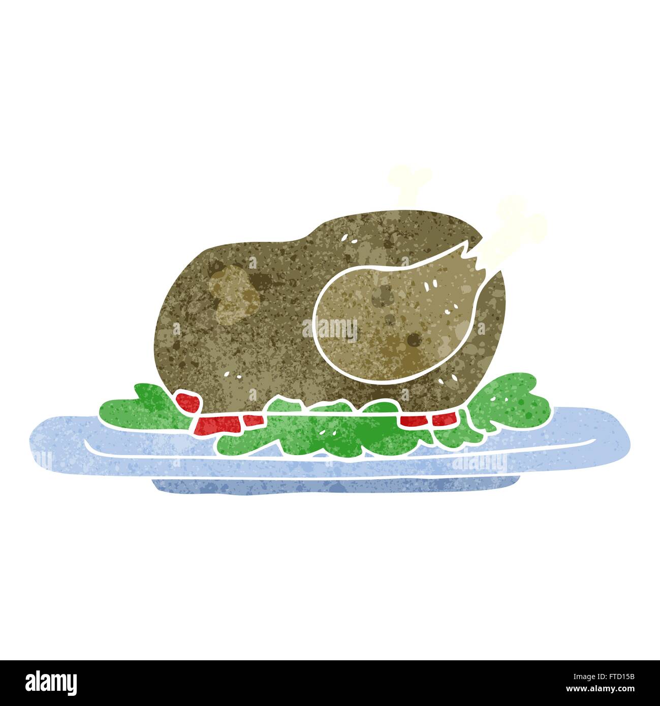 freehand retro cartoon cooked turkey Stock Vector Image & Art - Alamy