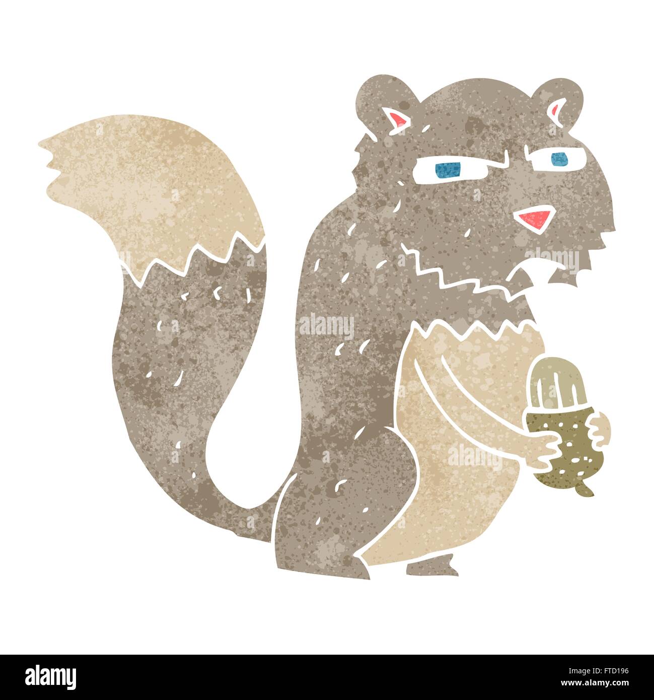 freehand retro cartoon angry squirrel with nut Stock Vector Image & Art ...