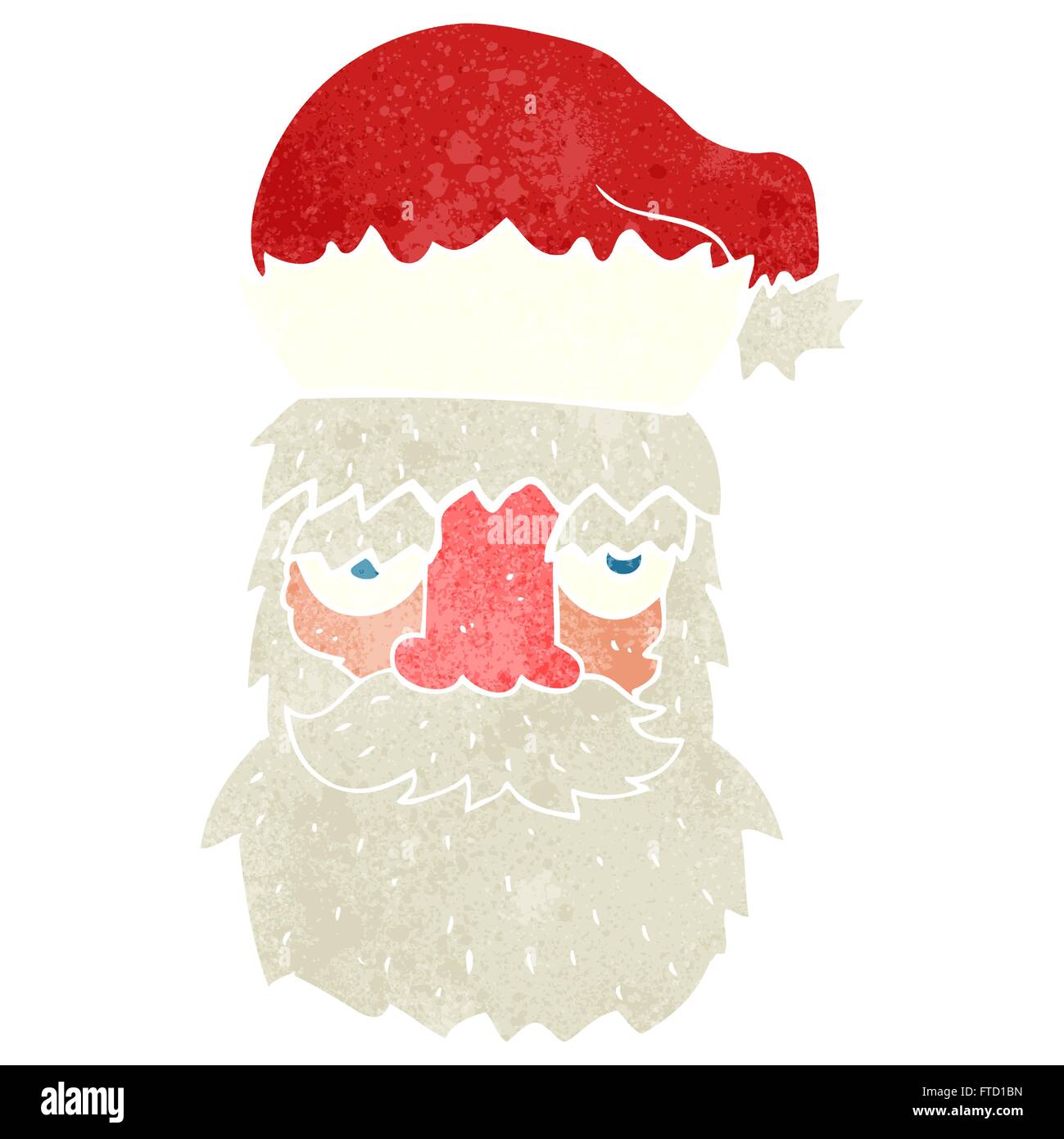 freehand retro cartoon tired santa claus face Stock Vector Image & Art ...