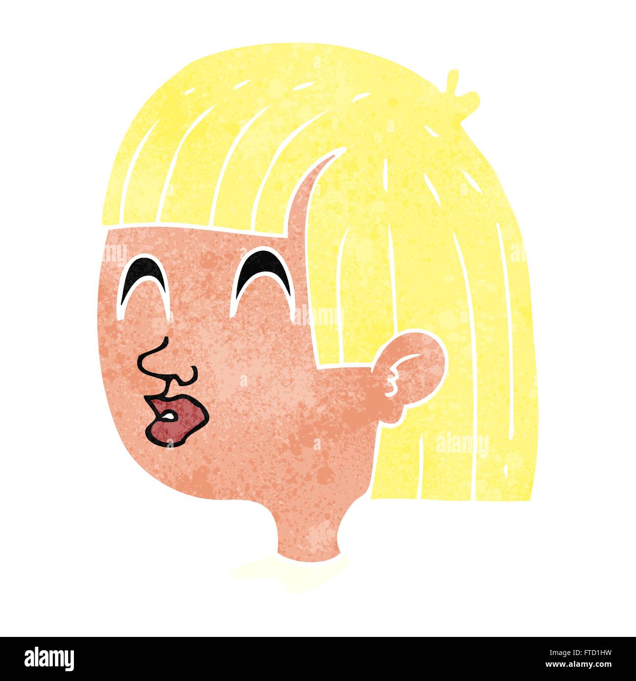 freehand retro cartoon female face Stock Vector Image & Art - Alamy