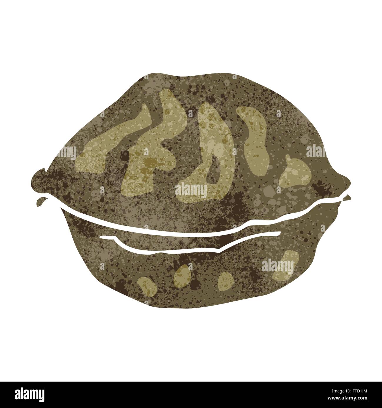 freehand retro cartoon walnut in shell Stock Vector Image & Art - Alamy