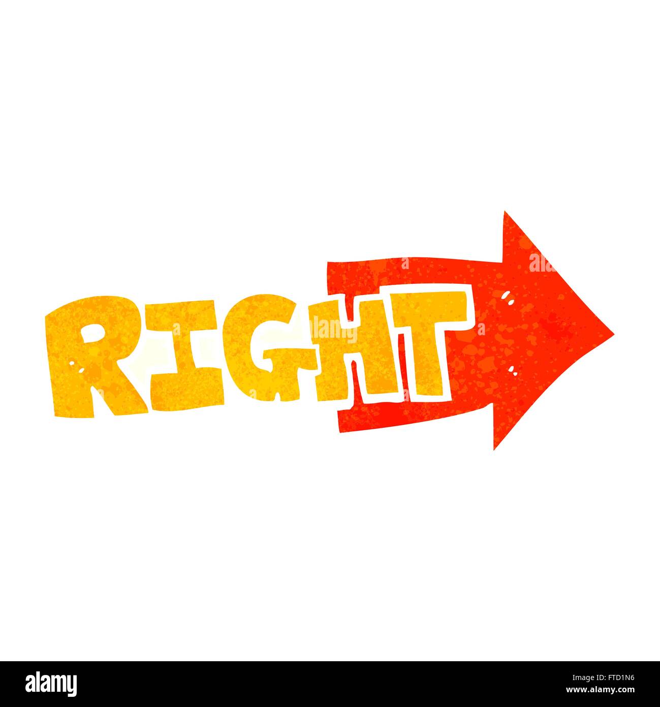 Freehand Retro Cartoon Right Symbol Pointing Stock Vector Image And Art Alamy