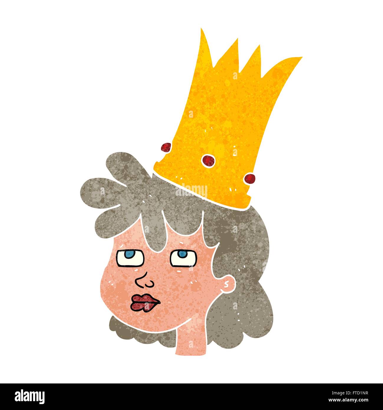 freehand retro cartoon queen with crown Stock Vector Image & Art - Alamy