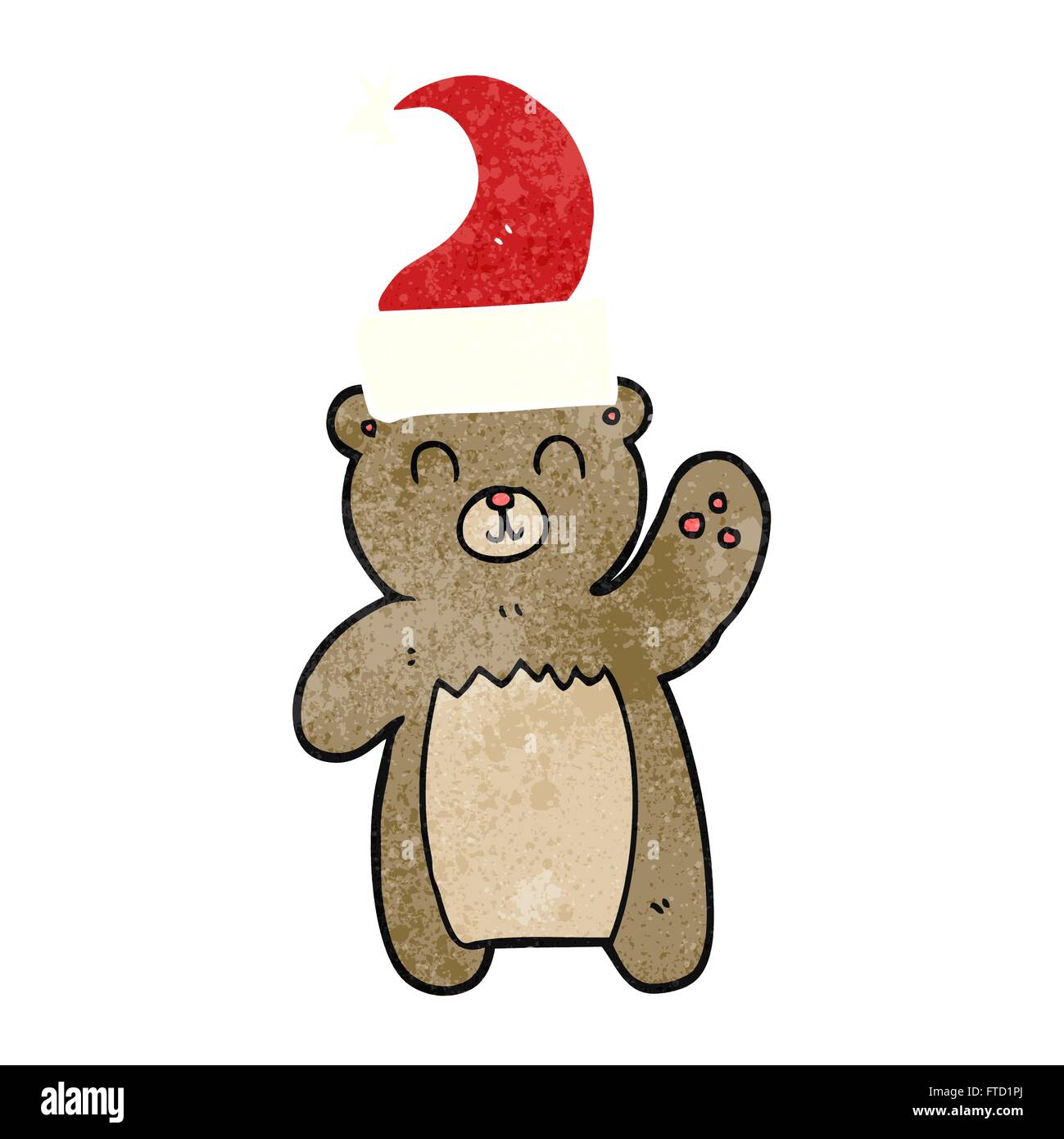 freehand drawing of a cartoon teddy bear waving Stock Vector Image ...