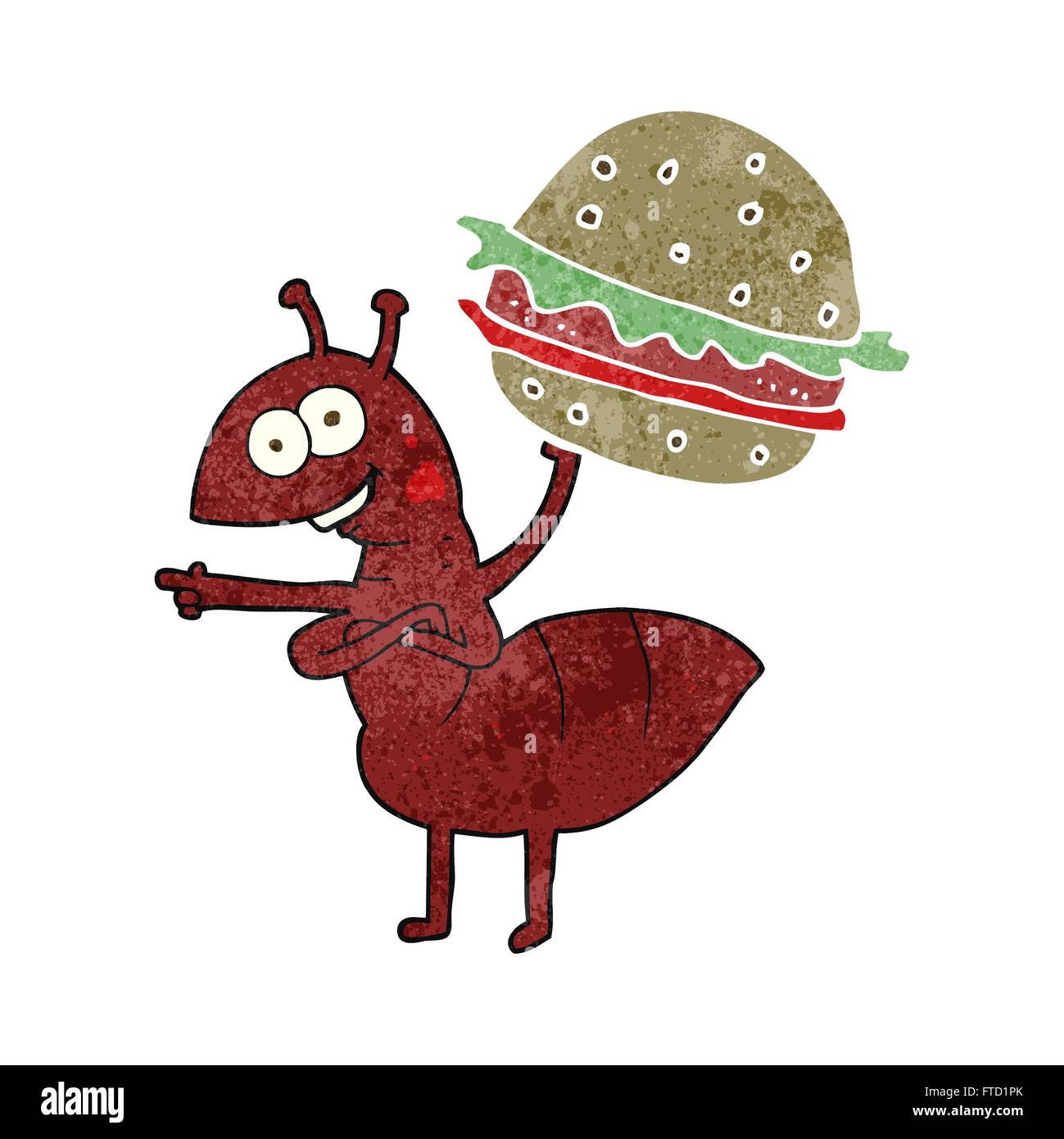 freehand retro cartoon ant carrying food Stock Vector Image & Art - Alamy