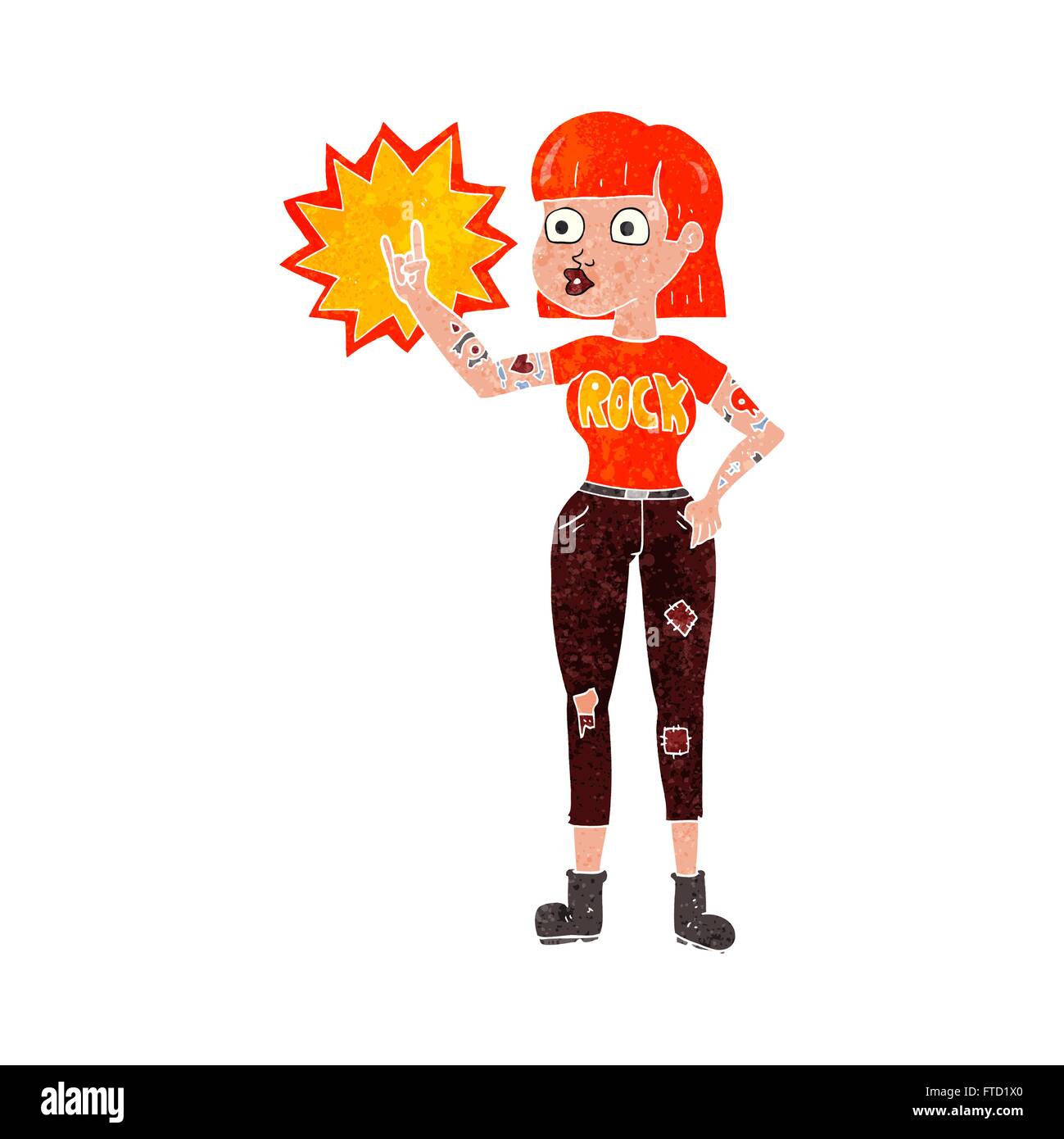 freehand retro cartoon rock girl Stock Vector Image & Art - Alamy