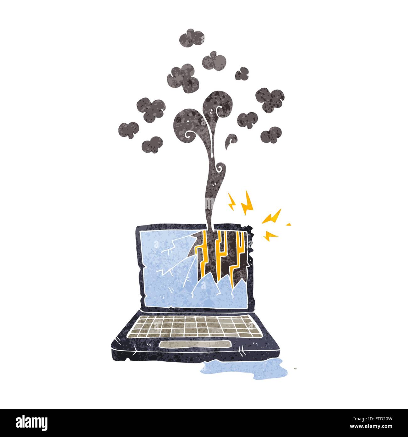 freehand retro cartoon broken computer Stock Vector Image & Art - Alamy