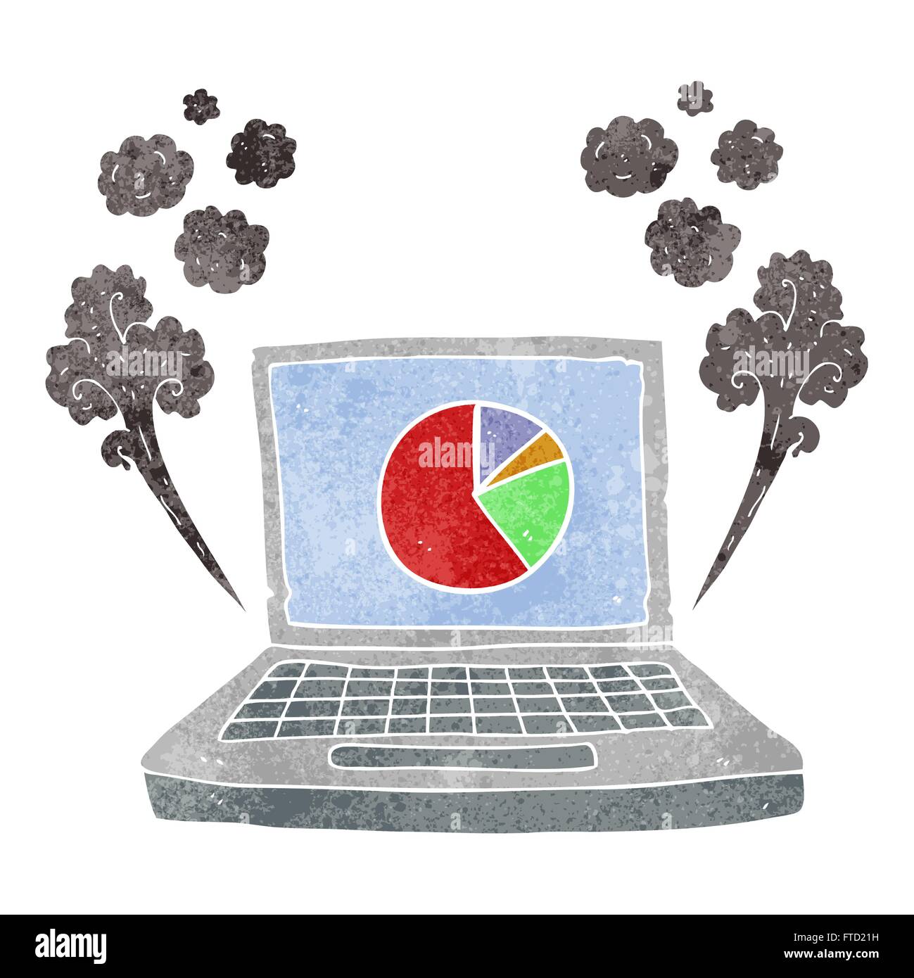 freehand retro cartoon laptop computer with pie chart Stock Vector ...