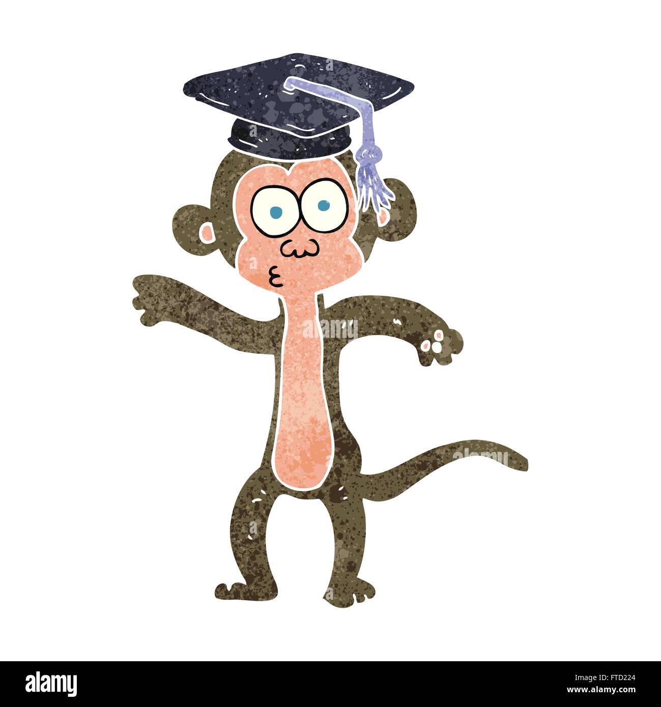 freehand retro cartoon graduate monkey Stock Vector Image & Art - Alamy