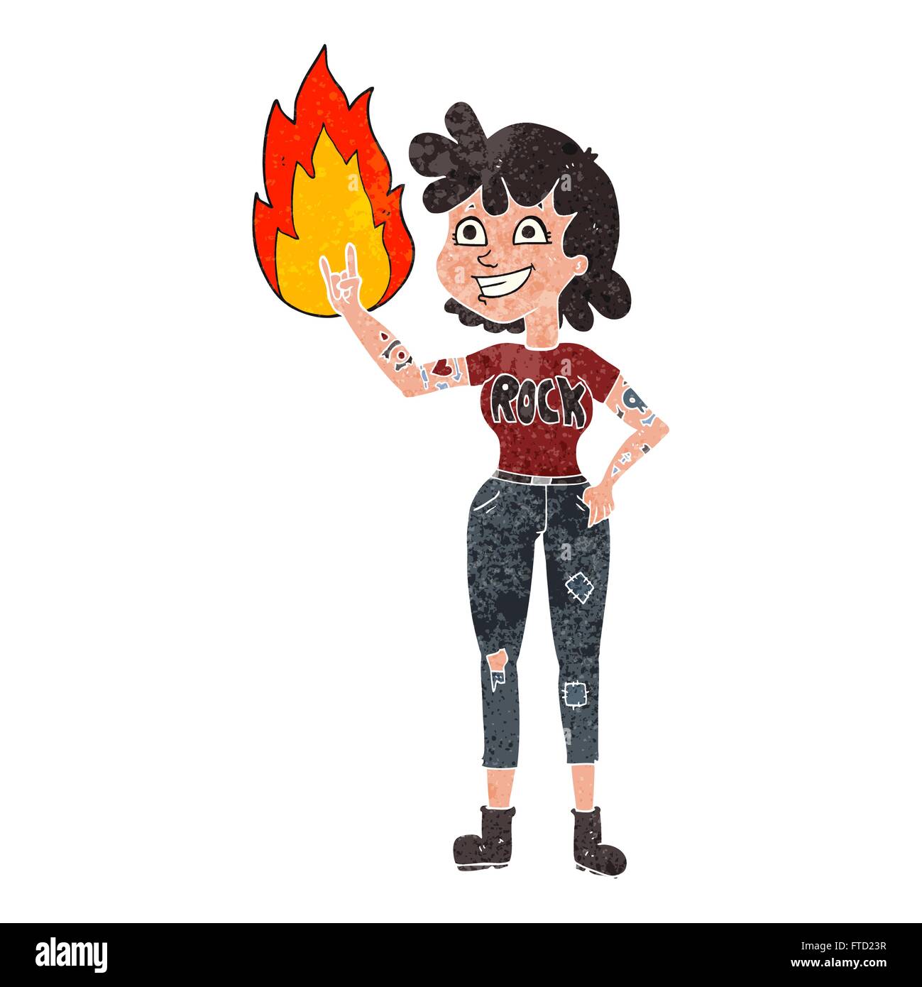 freehand retro cartoon rock girl Stock Vector Image & Art - Alamy