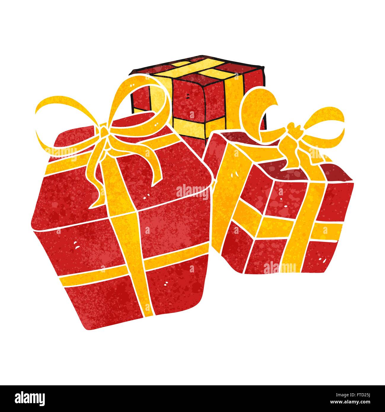 freehand retro cartoon wrapped present Stock Vector Image & Art - Alamy