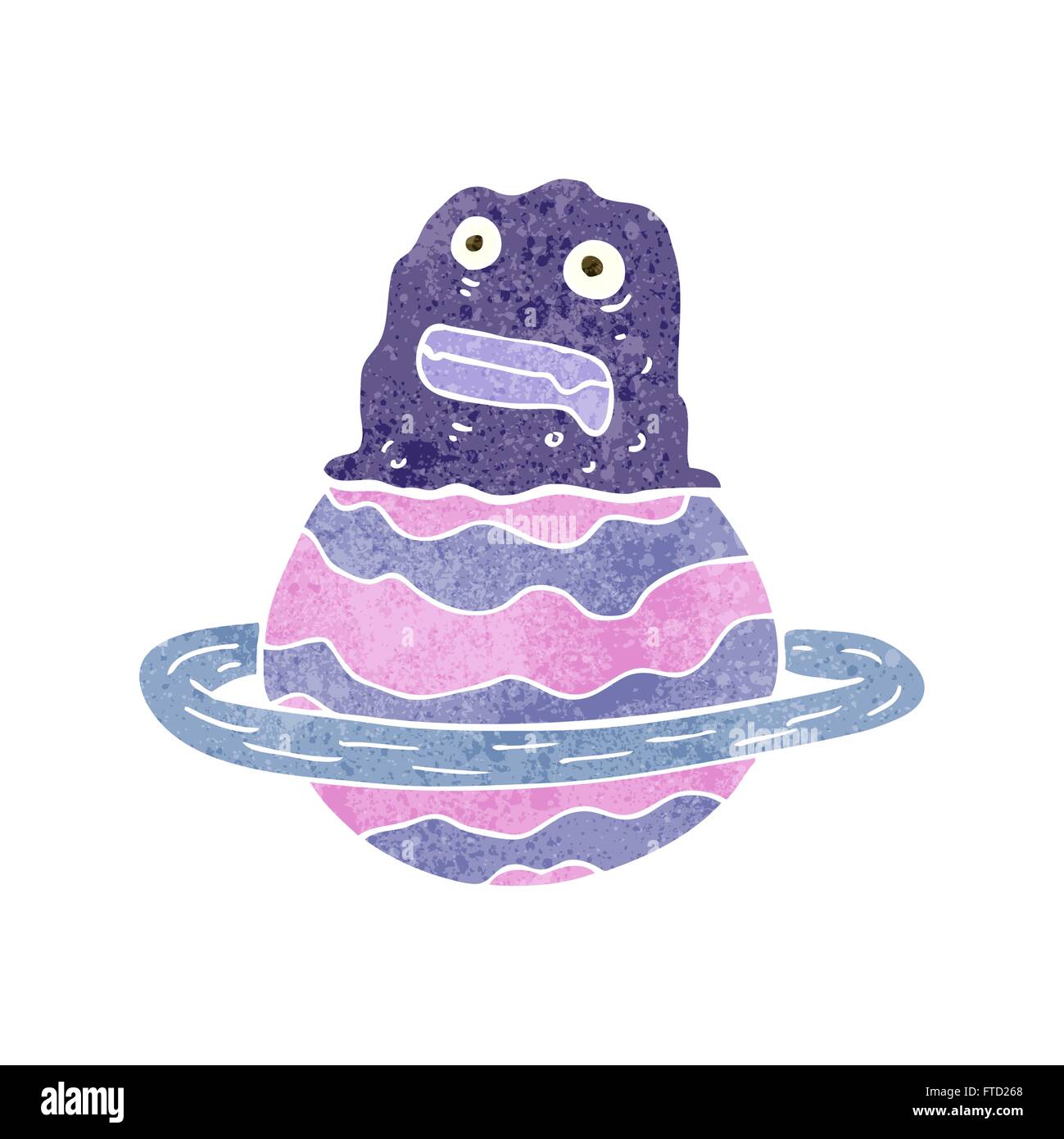freehand retro cartoon alien on planet Stock Vector Image & Art - Alamy
