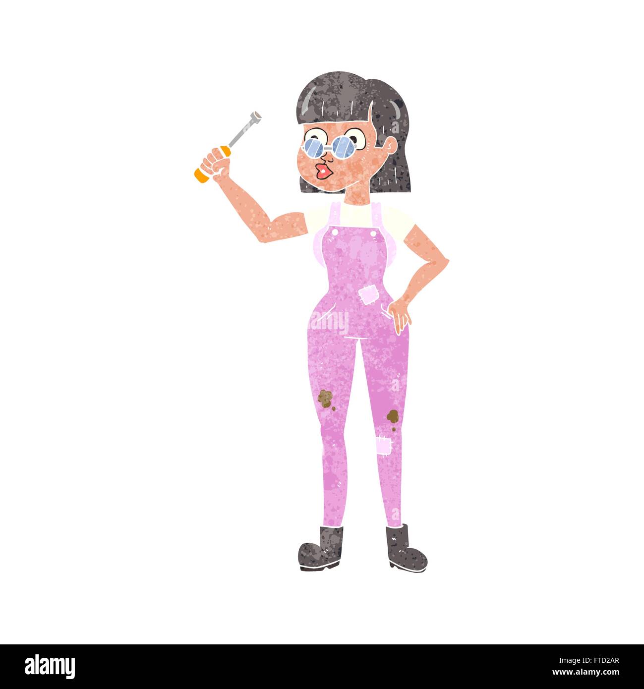 Cartoon female mechanic Cut Out Stock Images & Pictures - Alamy