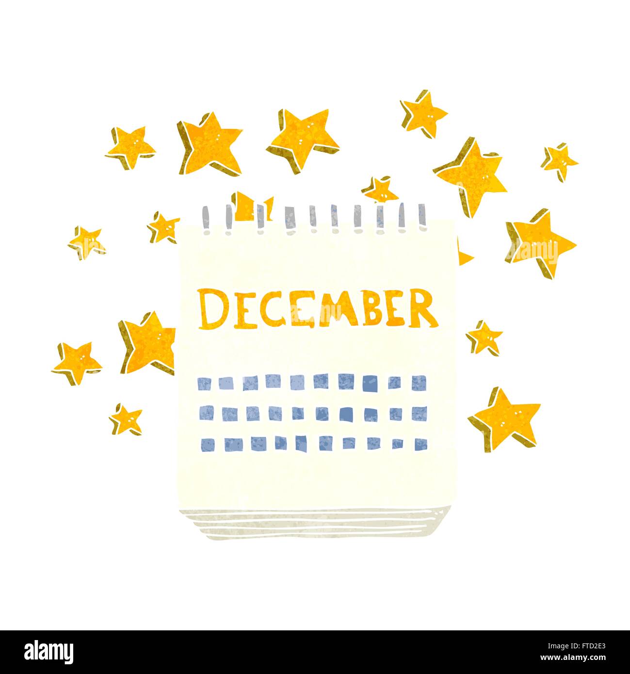 freehand retro cartoon calendar showing month of December Stock Vector ...