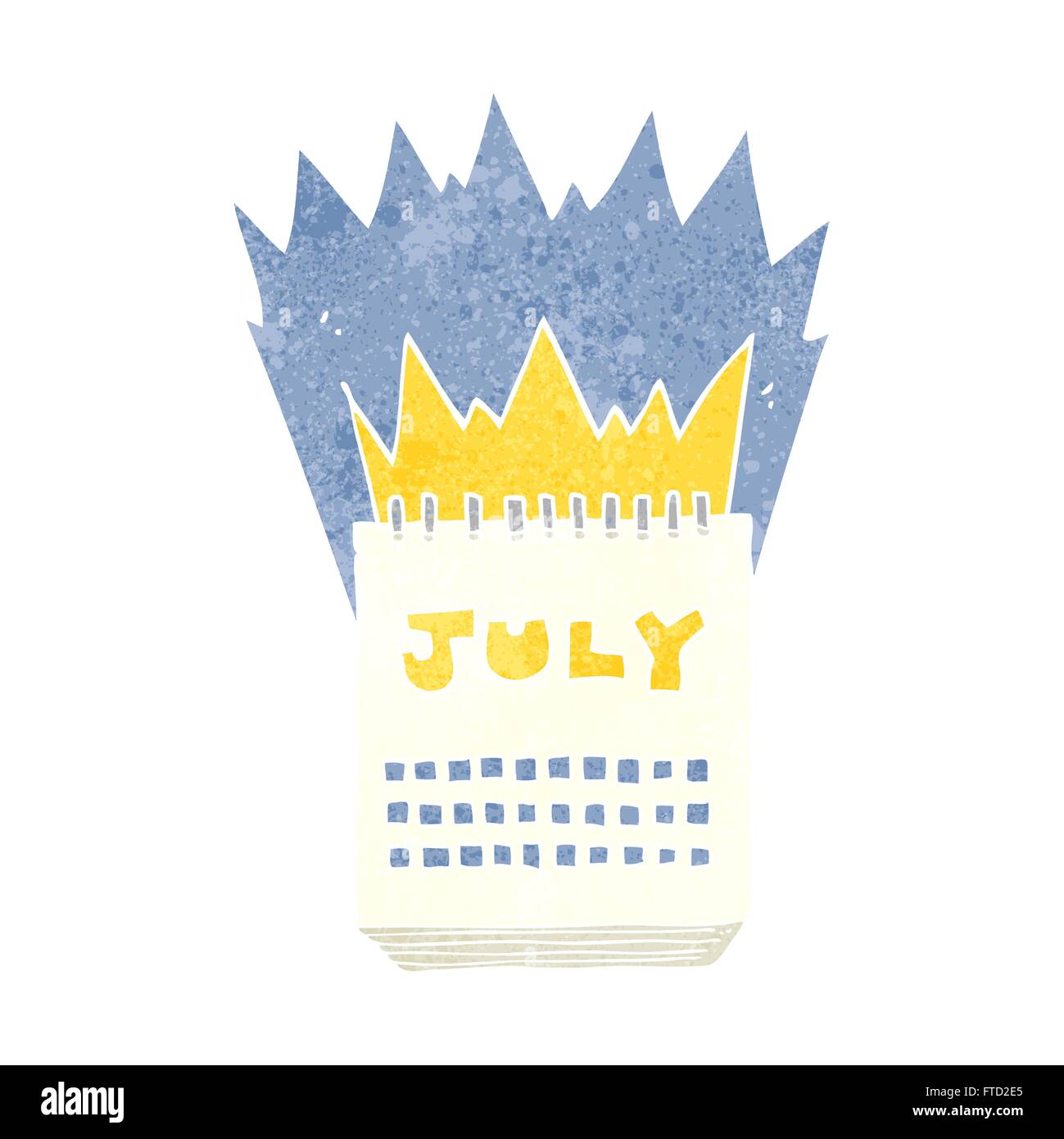 freehand retro cartoon calendar showing month of July Stock Vector ...