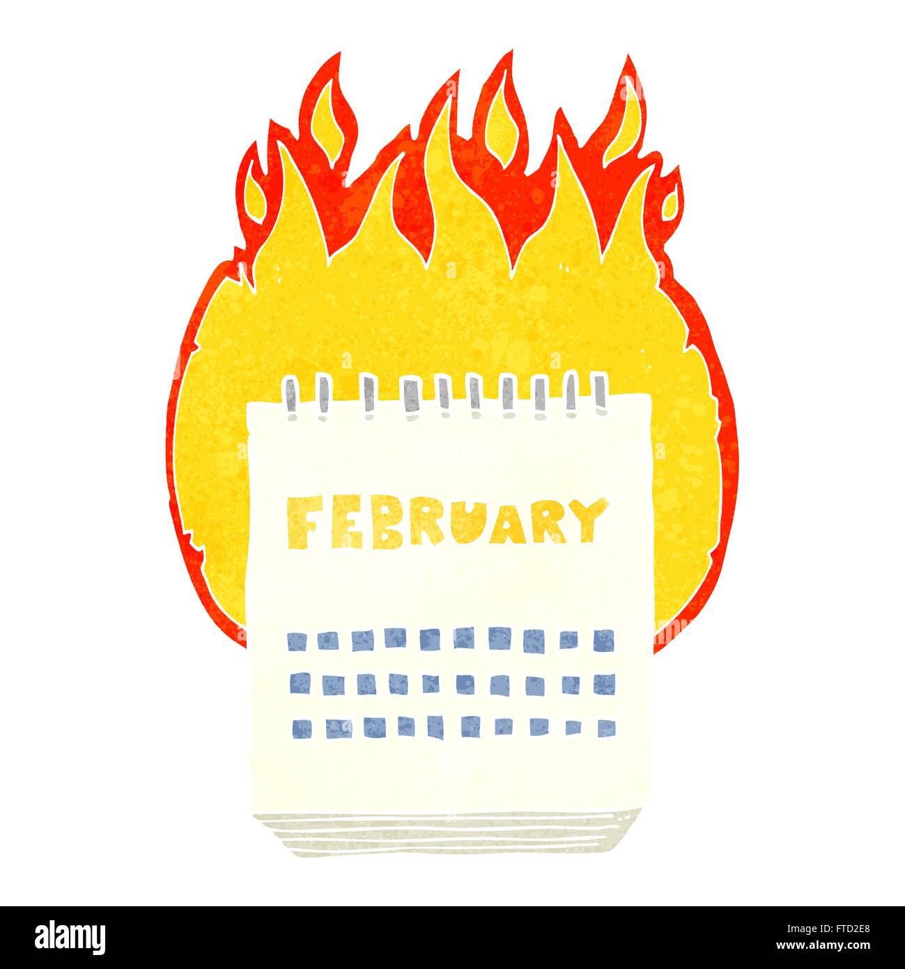 freehand retro cartoon calendar showing month of february Stock Vector ...
