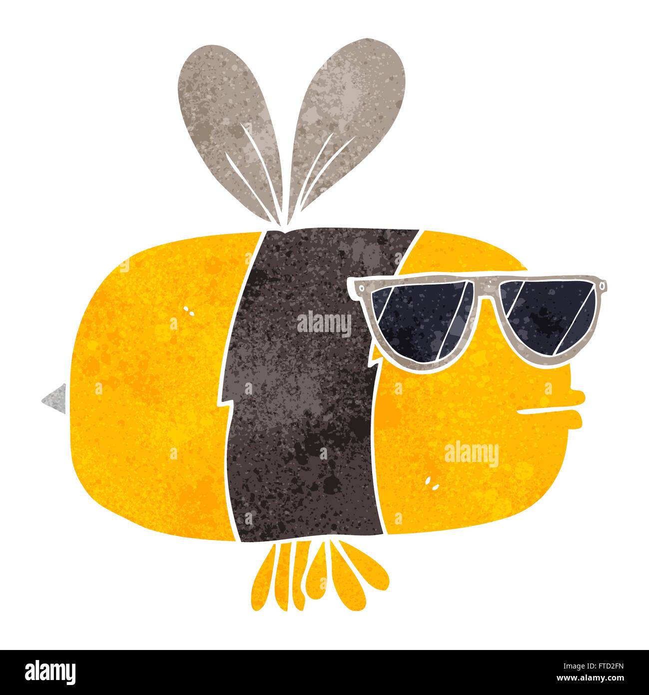freehand retro cartoon bee wearing sunglasses Stock Vector Image & Art ...
