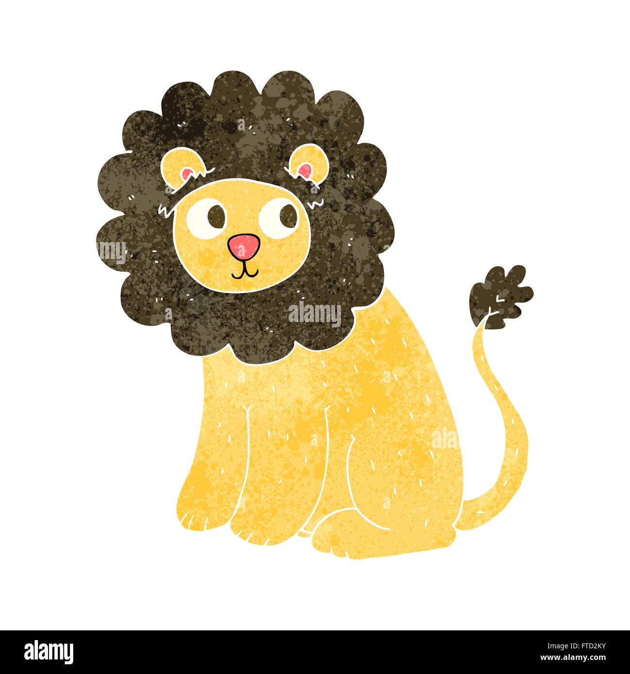 freehand retro cartoon cute lion Stock Vector Image & Art - Alamy