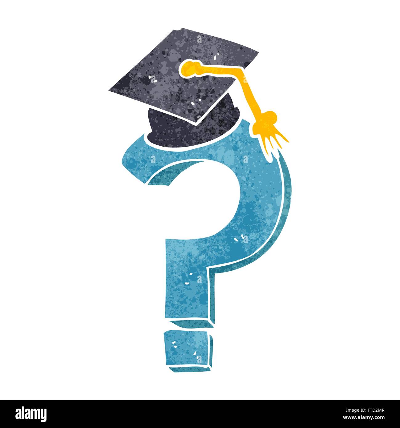 freehand retro cartoon graduation cap on question mark Stock Vector ...