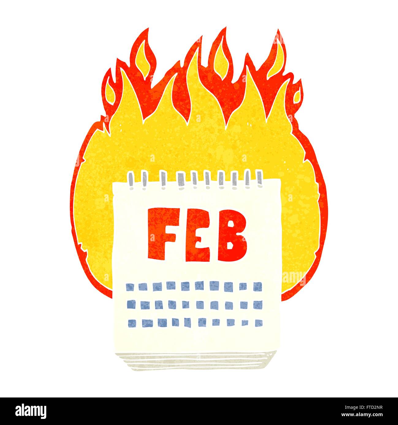 freehand retro cartoon calendar showing month of february Stock Vector ...
