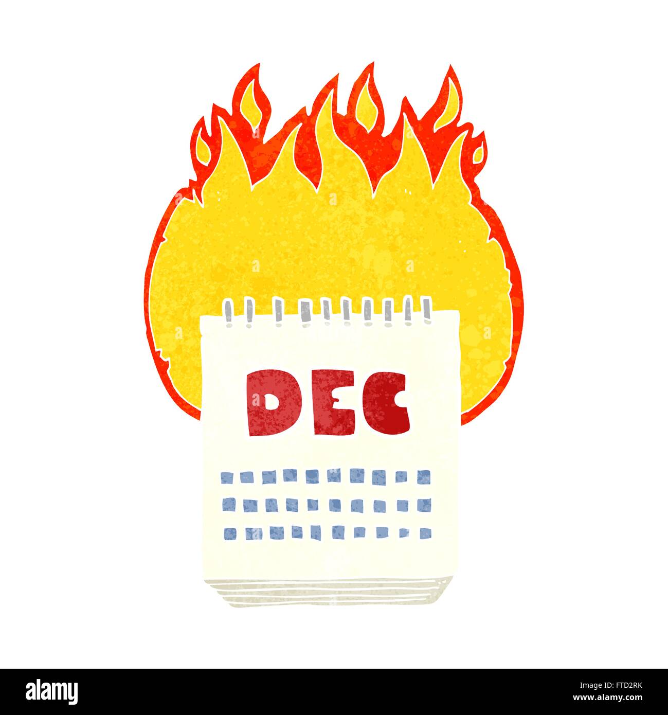 freehand retro cartoon calendar showing month of december Stock Vector ...