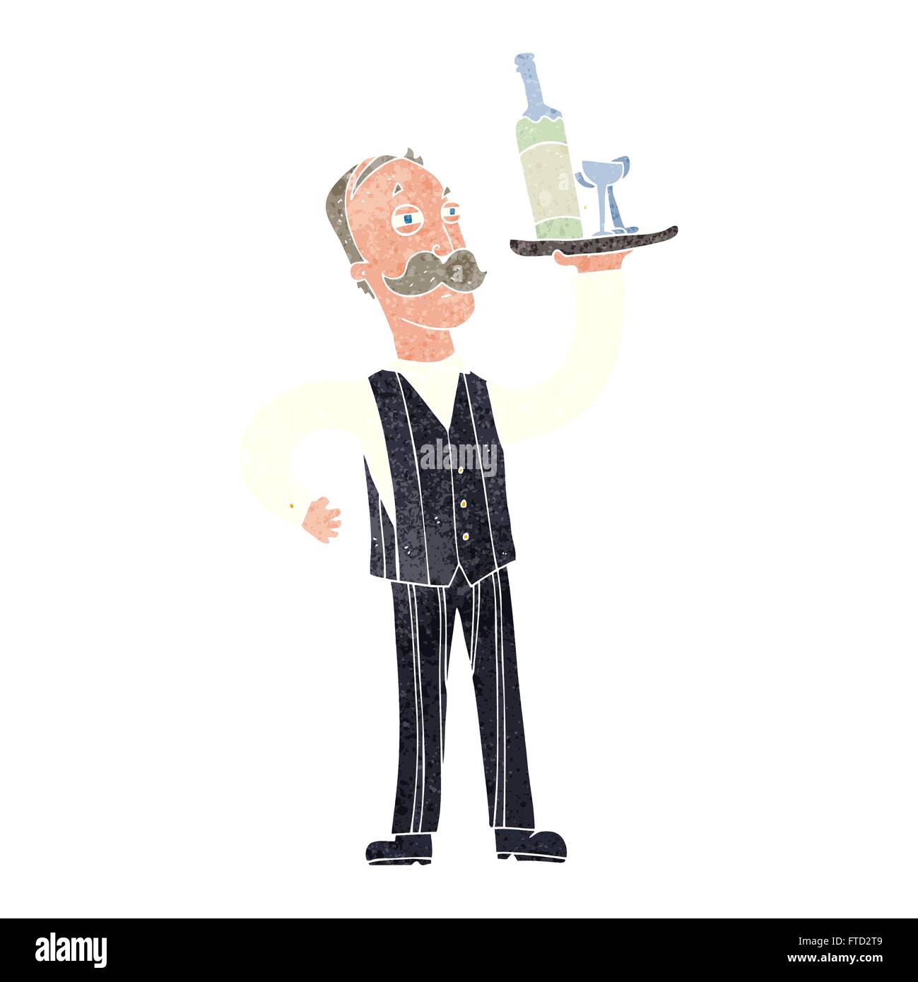 Cartoon waiter funny doodle illustration hi-res stock photography and ...