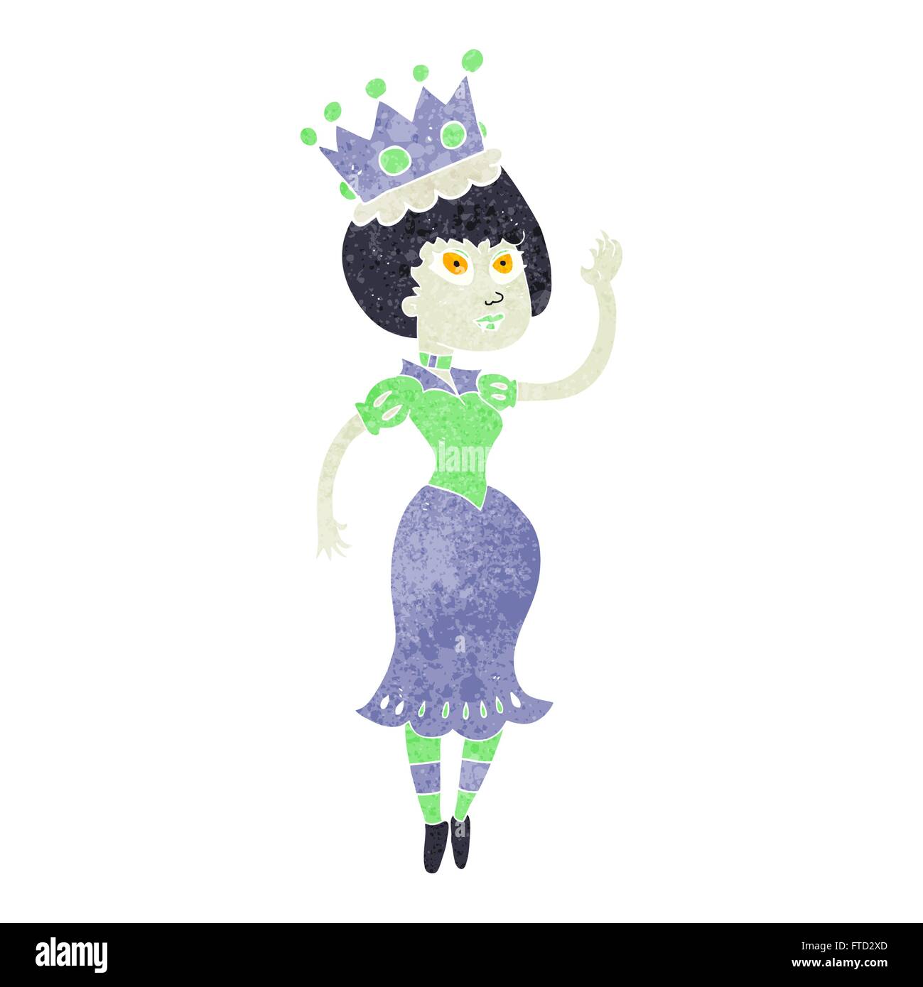 freehand retro cartoon vampire queen waving Stock Vector Image & Art ...