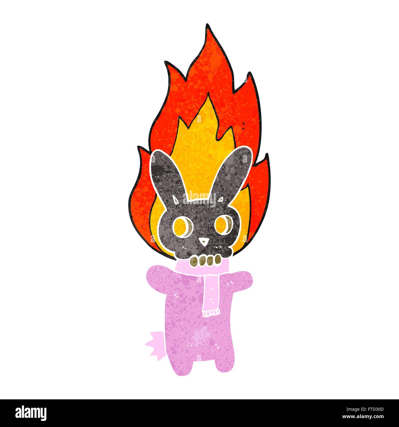 freehand retro cartoon flaming skull rabbit Stock Vector Image & Art ...