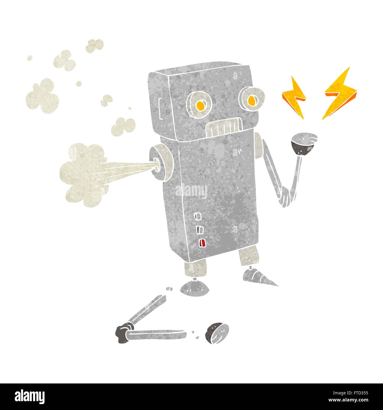 freehand retro cartoon broken robot Stock Vector Image & Art - Alamy