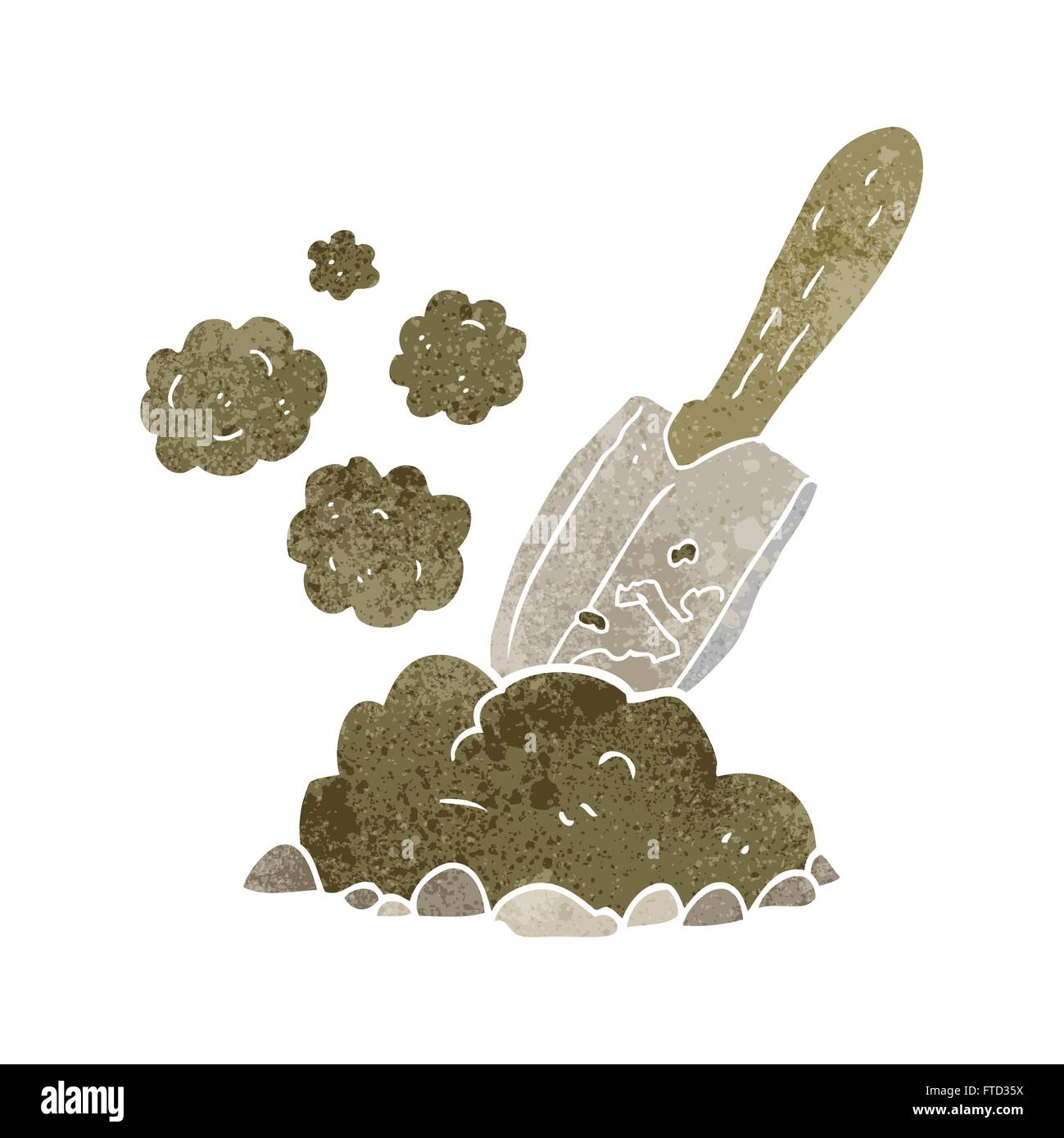 freehand retro cartoon trowel digging earth Stock Vector Image & Art ...
