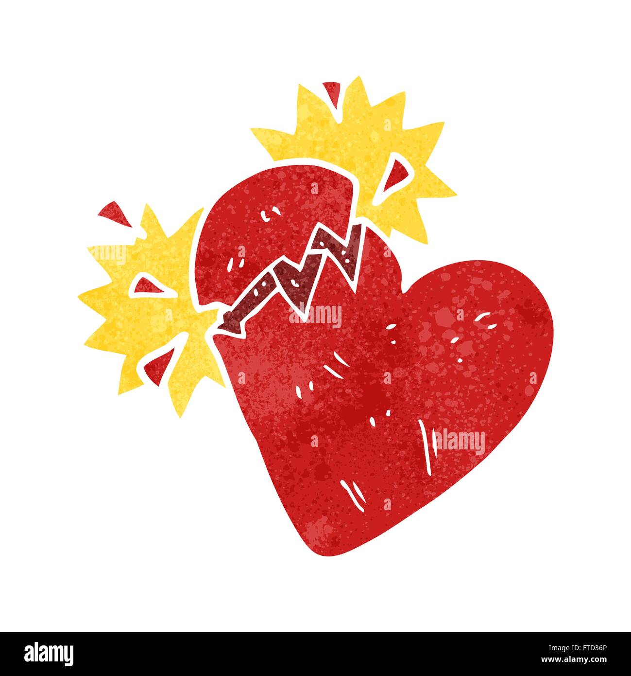 freehand retro cartoon broken heart Stock Vector Image & Art - Alamy