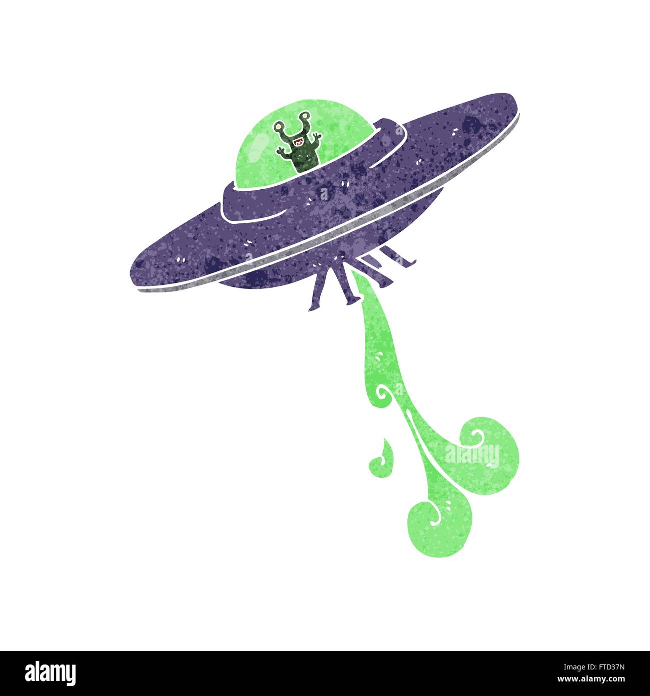freehand retro cartoon alien spaceship Stock Vector Image & Art - Alamy