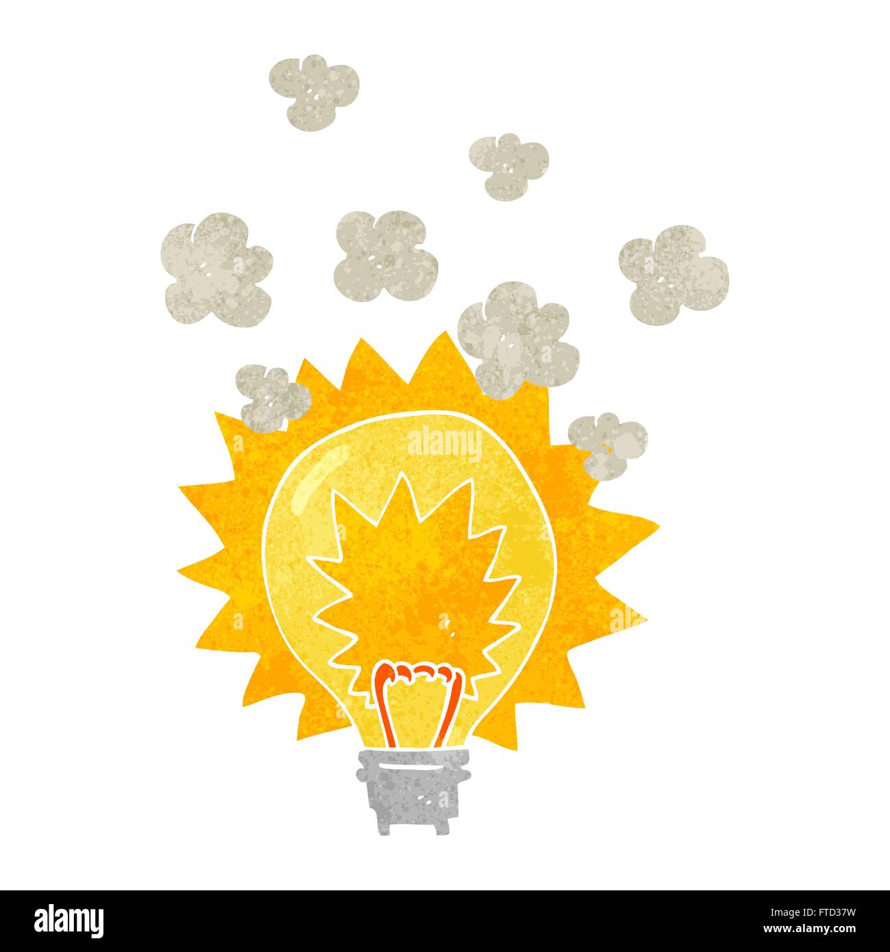 freehand drawn retro cartoon light bulb shining Stock Vector Image ...