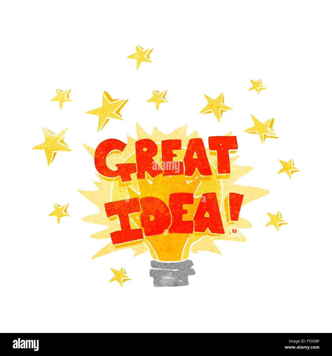 freehand drawn retro cartoon great idea light bulb symbol Stock Vector ...