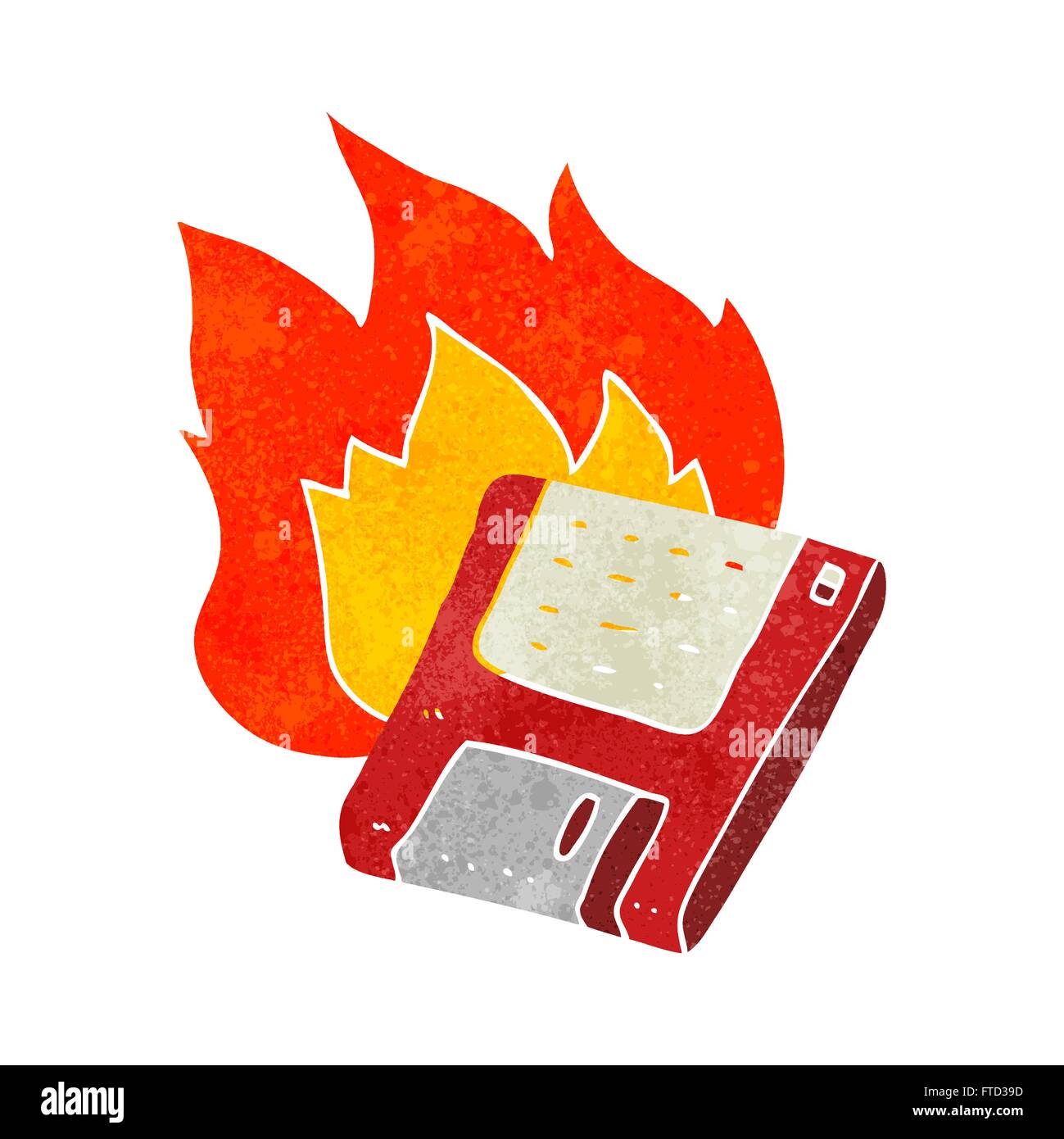 freehand drawn retro cartoon old computer disk burning Stock Vector ...