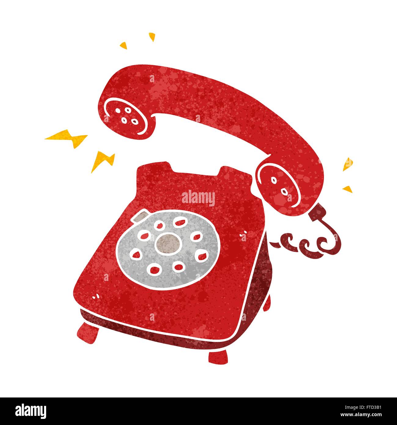 freehand drawn retro cartoon ringing telephone Stock Vector Image & Art ...