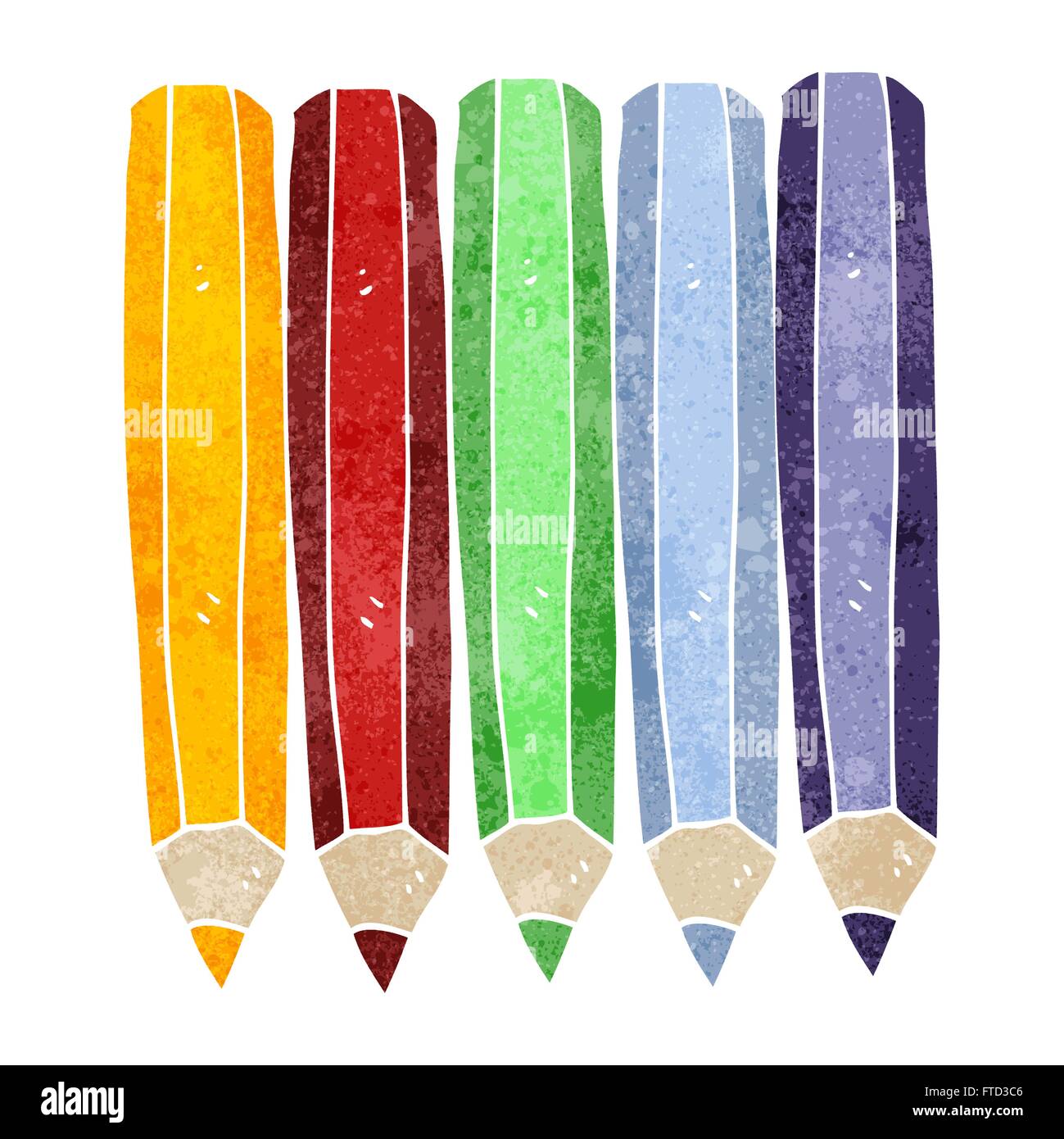 freehand drawn retro cartoon color pencils Stock Vector Image & Art - Alamy