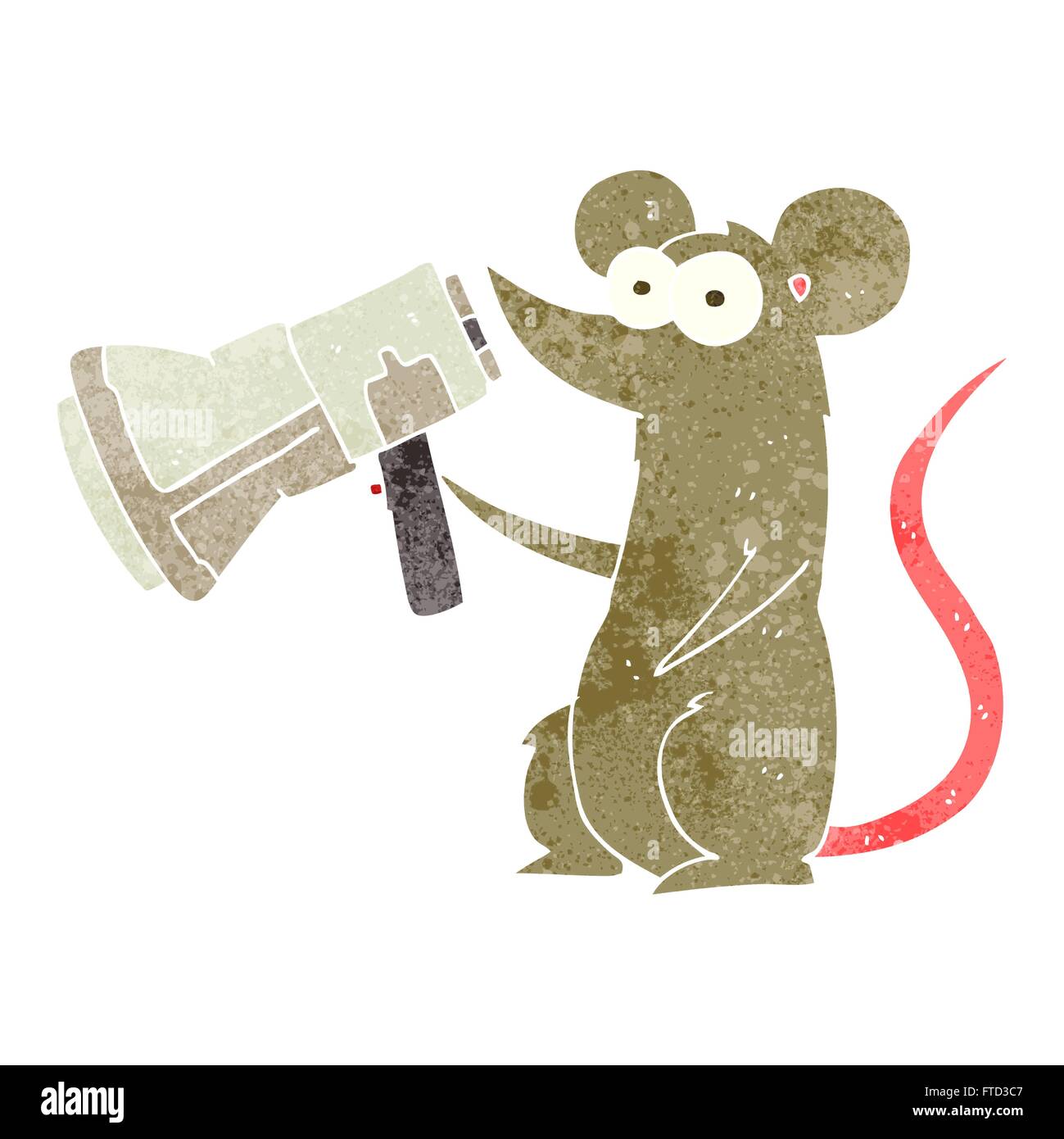 freehand drawn retro cartoon mouse with megaphone Stock Vector Image ...