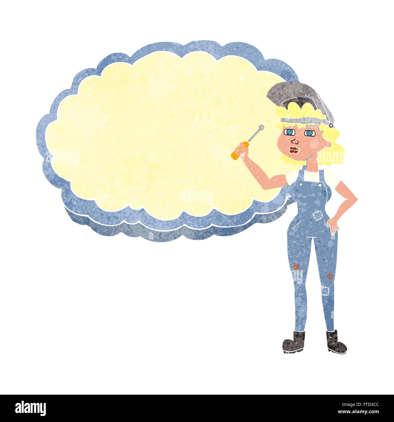 freehand drawn retro cartoon female mechanic Stock Vector Image & Art ...