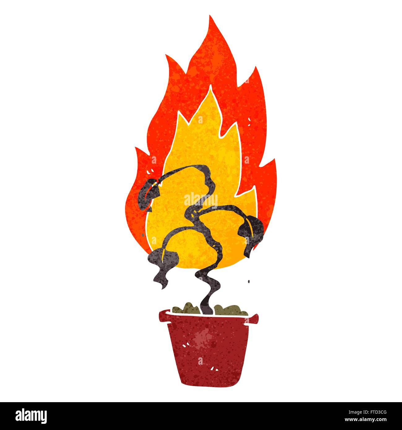 freehand drawn retro cartoon burning plant Stock Vector Image & Art - Alamy