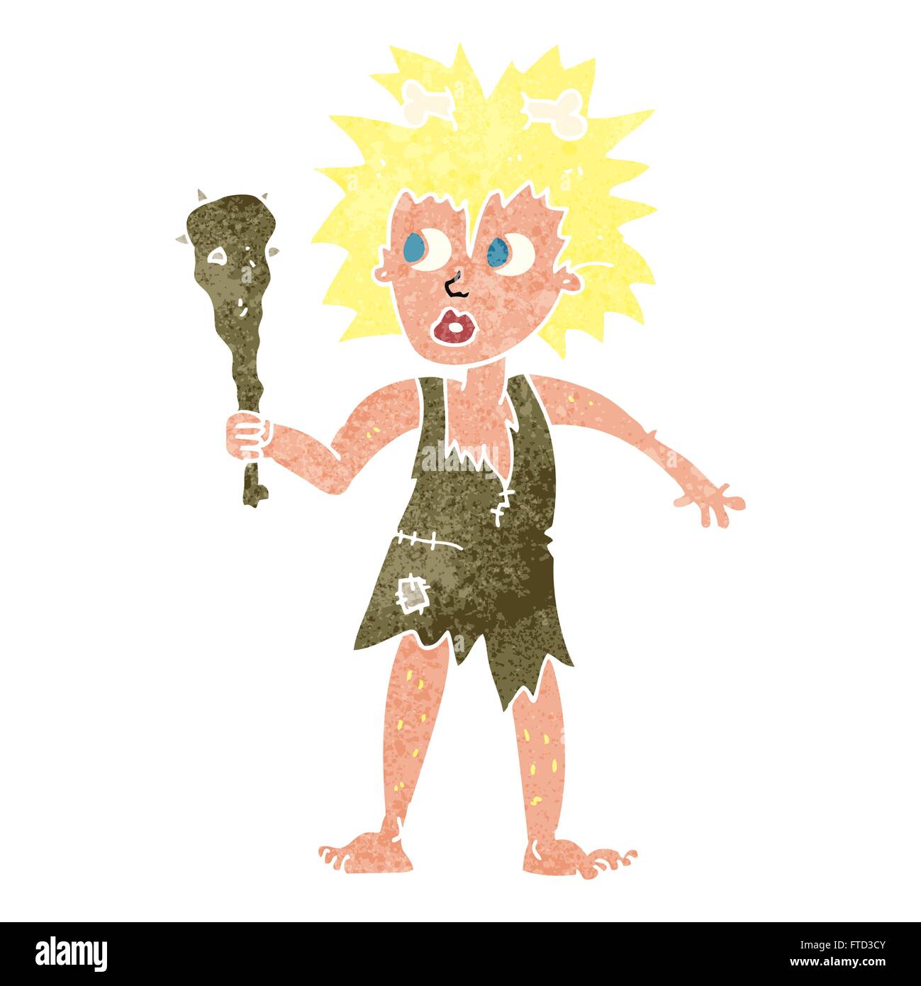 freehand drawn retro cartoon cave woman Stock Vector Image & Art - Alamy