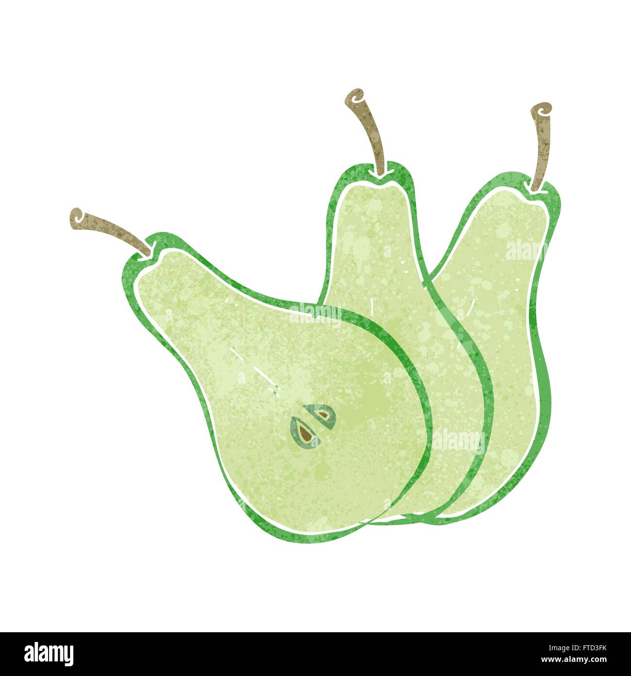 freehand drawn retro cartoon sliced pear Stock Vector Image & Art - Alamy