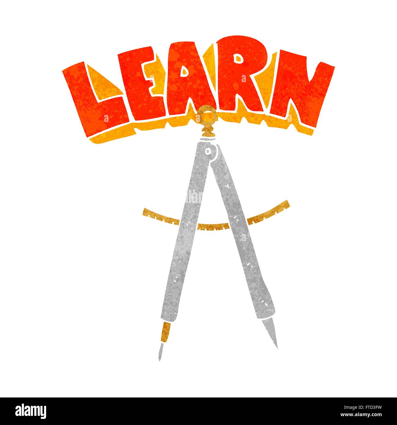 freehand drawn retro cartoon maths compass Stock Vector Image & Art - Alamy